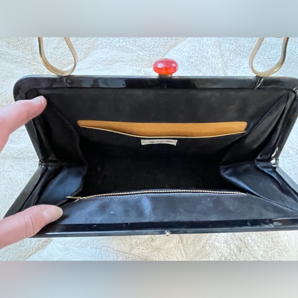 margolin | Bags | Margolin Black Glossy Leather Vintage Purse Handbag ...